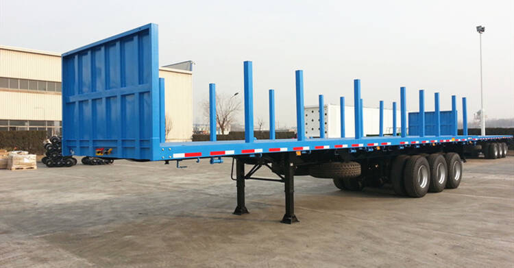 40ft 60 tons cargo ship 3 axles Log flat bed trailer log loader trailer ...